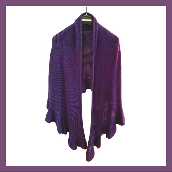 V. FRAAS | Accessories | Fraas Purple Knit Sweater Shawl With Ruffle ...